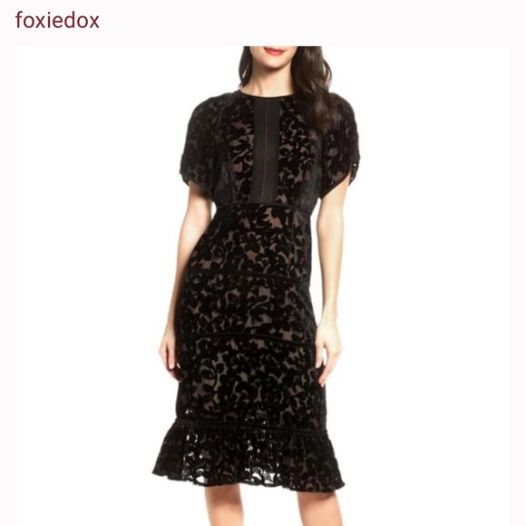foxiedox | Dresses | Foxiedox Ingrid Velvet Devor Midi Dress In Black ...